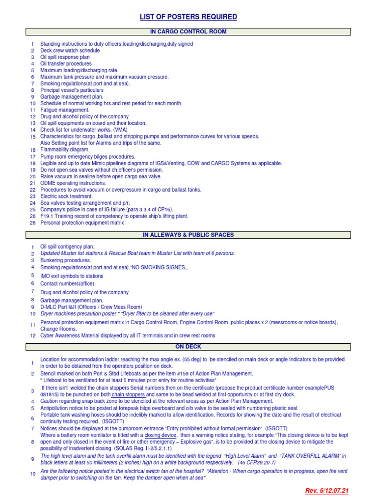 Required Safety Posters for Crew | PDF | Shipping