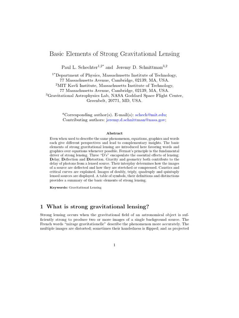 Basic Elements of Strong Gravitational Lensing | PDF | Redshift | Ellipse