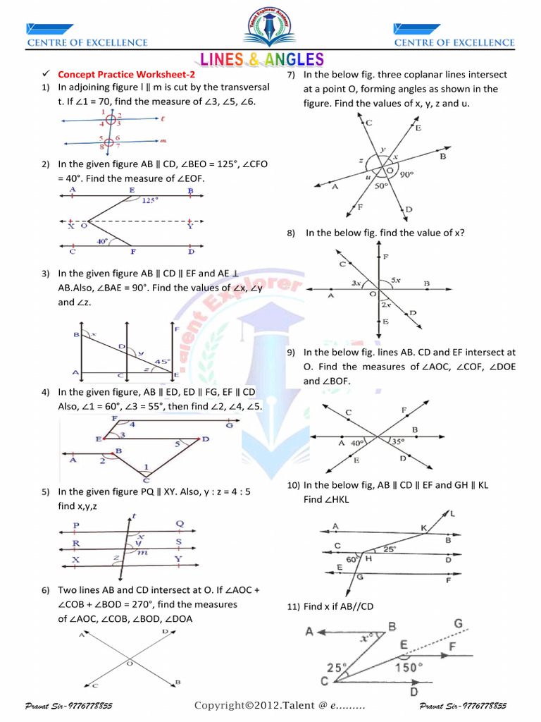 Lines & Angles (W-2) | PDF