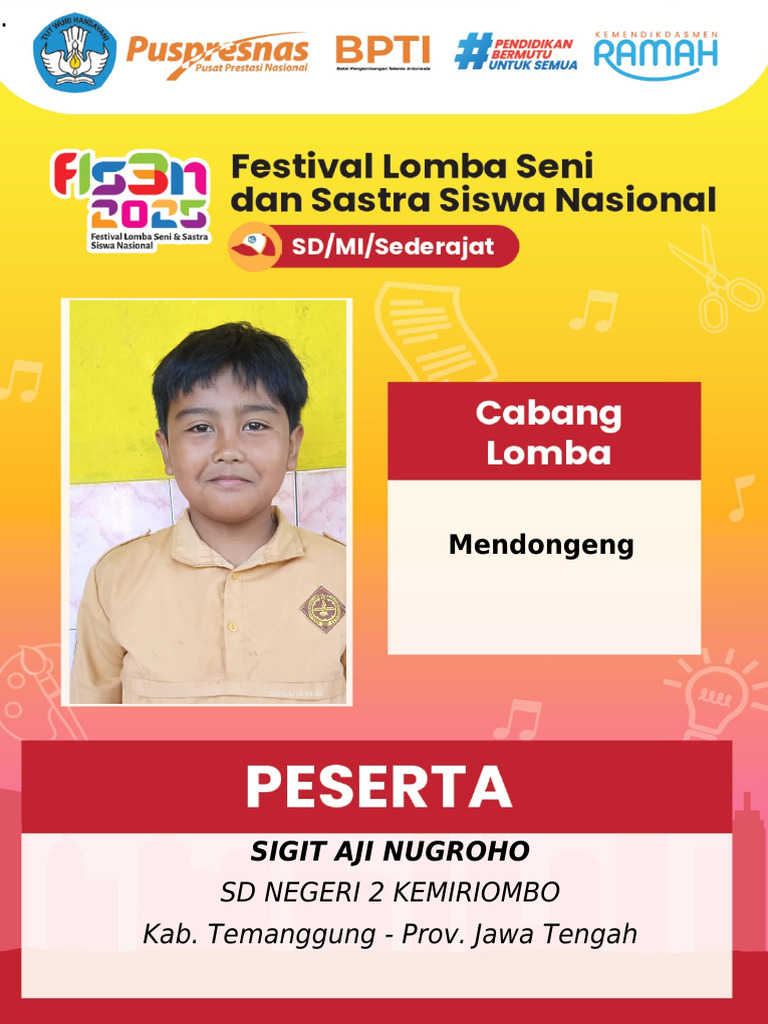 Idcard Peserta Fls3n - Sigit Aji Nugroho | PDF