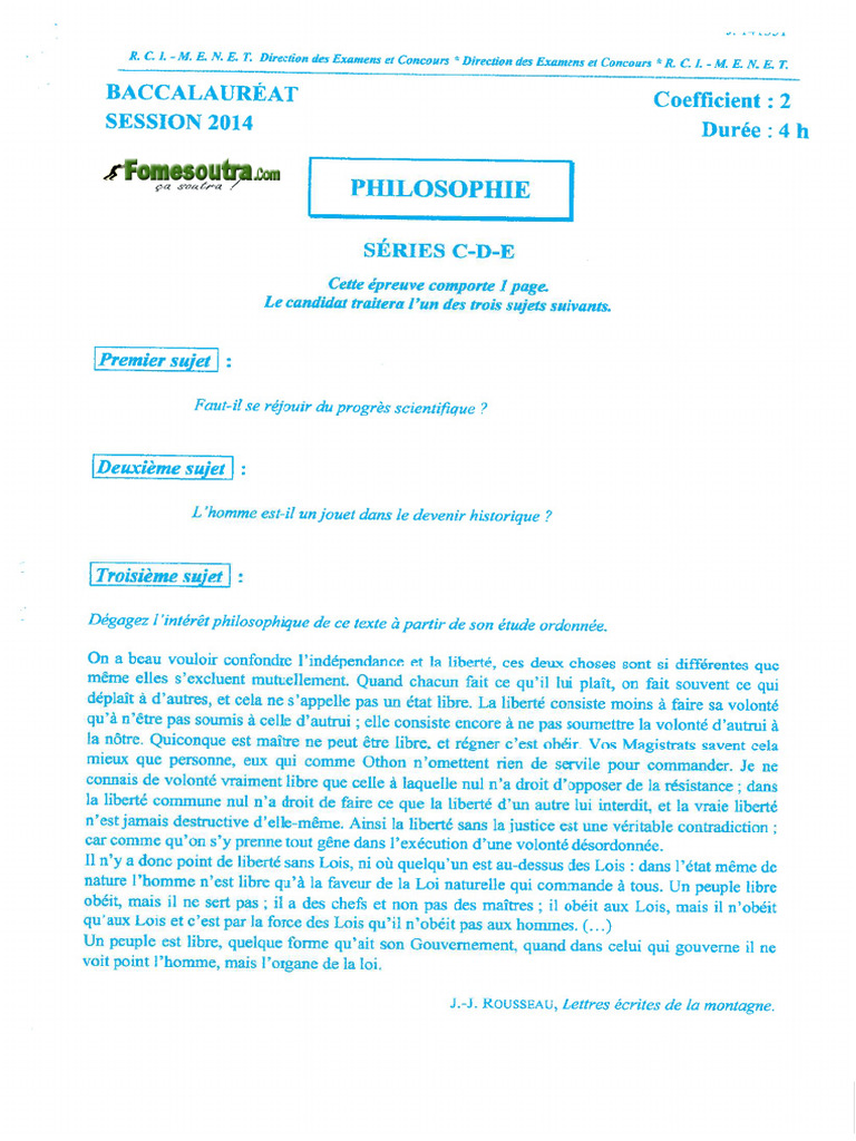 Bac D Philo 2014 | PDF