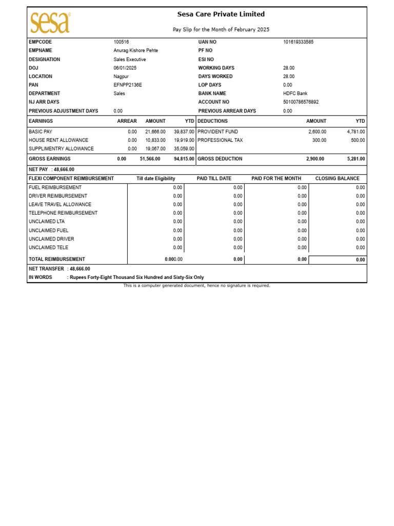 Payslip Feb2025 | PDF | Taxes | Government Finances