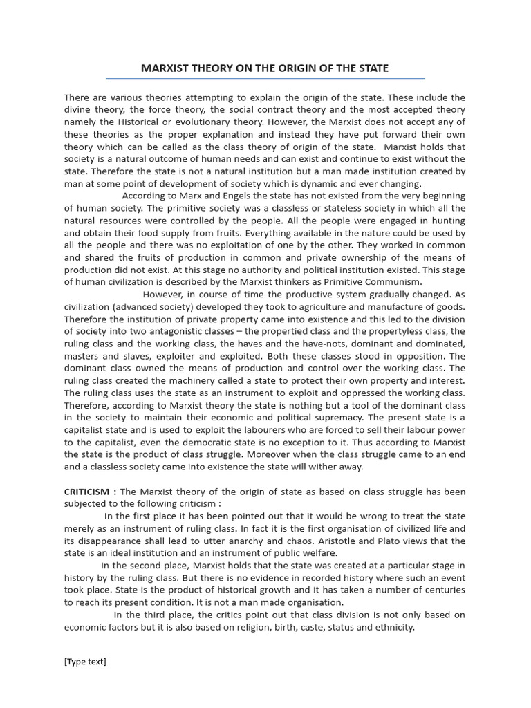 Marxist Theory of The Origin of The State | PDF | Communism | State ...