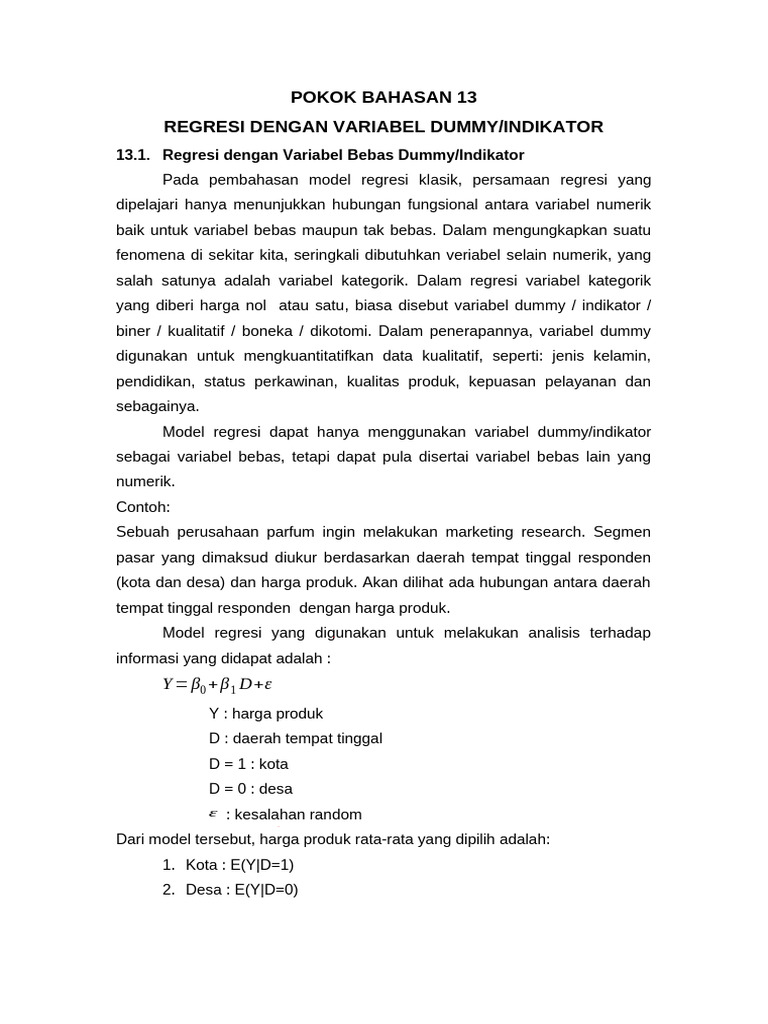 Regresi Variabel Bebas Dummy | PDF