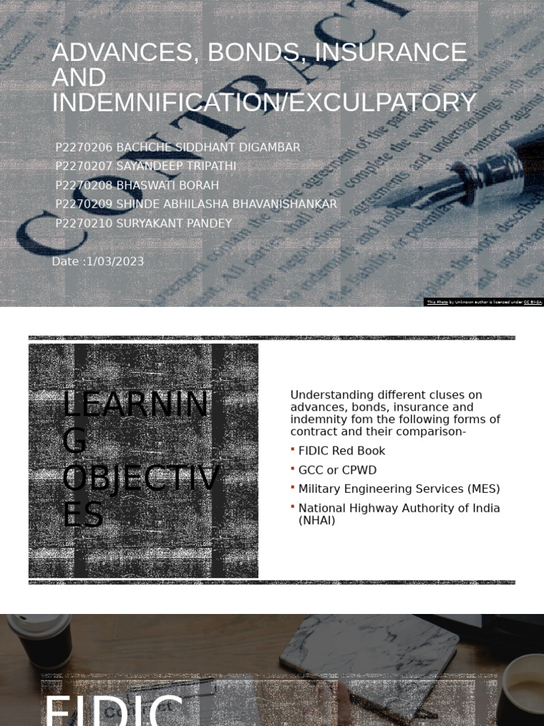 Advances, Bonds, and Indemnity in Contracts | PDF | Indemnity ...