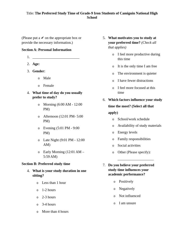 Math Research Questionnaire | PDF | Social Psychology | Psychology