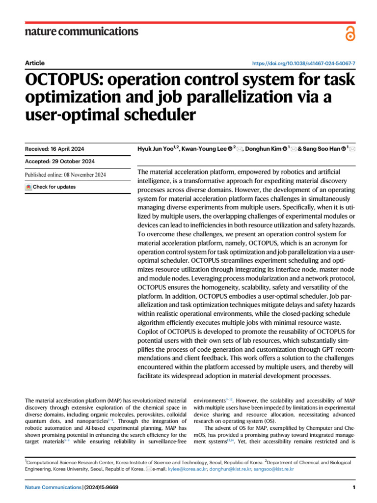 OCTOPUS - Operation Control System For Task Optimization and Job Parallelization Via A User ...