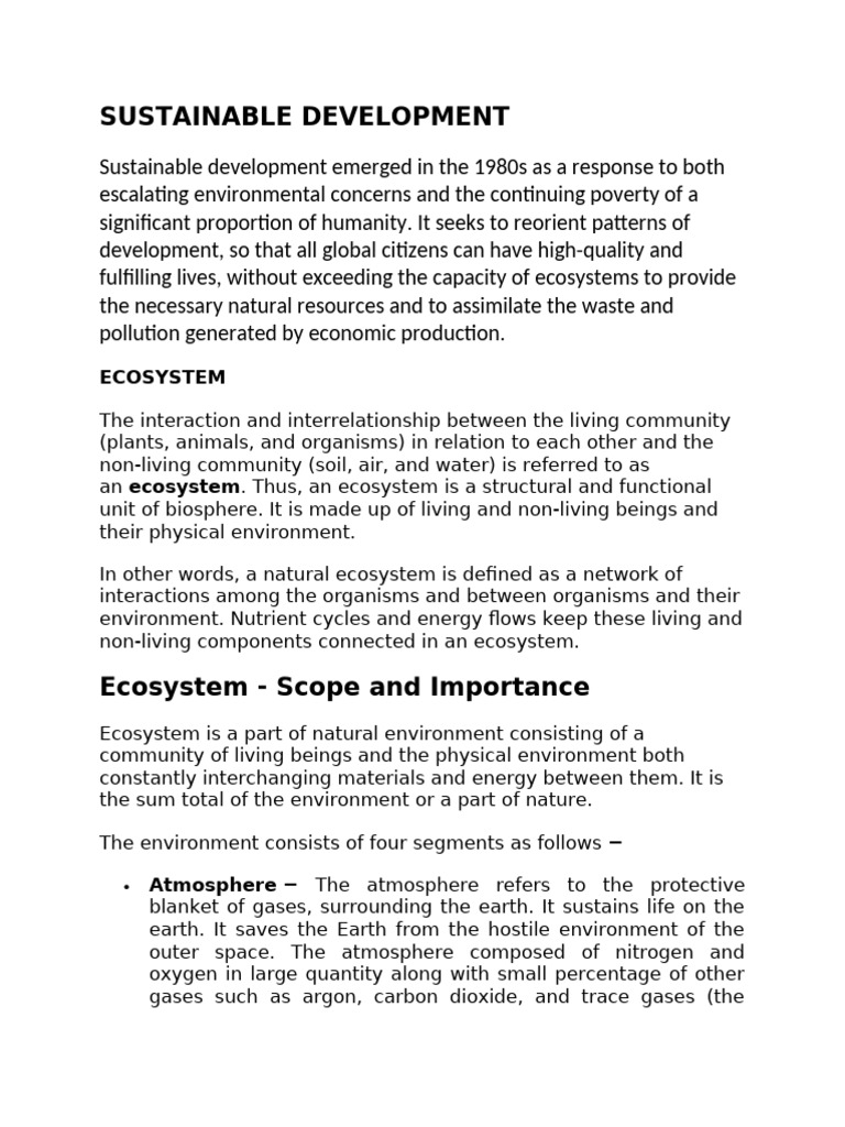 Sustainable Development Notes | PDF | Food Web | Ecosystem