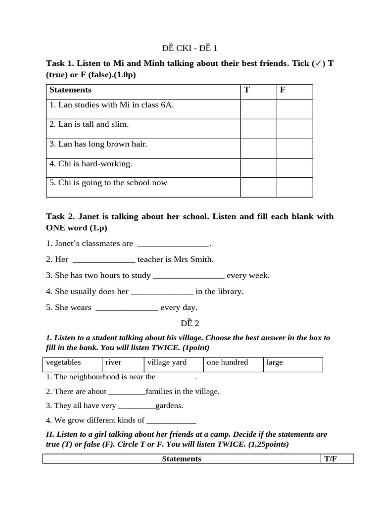ĐỀ CKI- gs6 | PDF