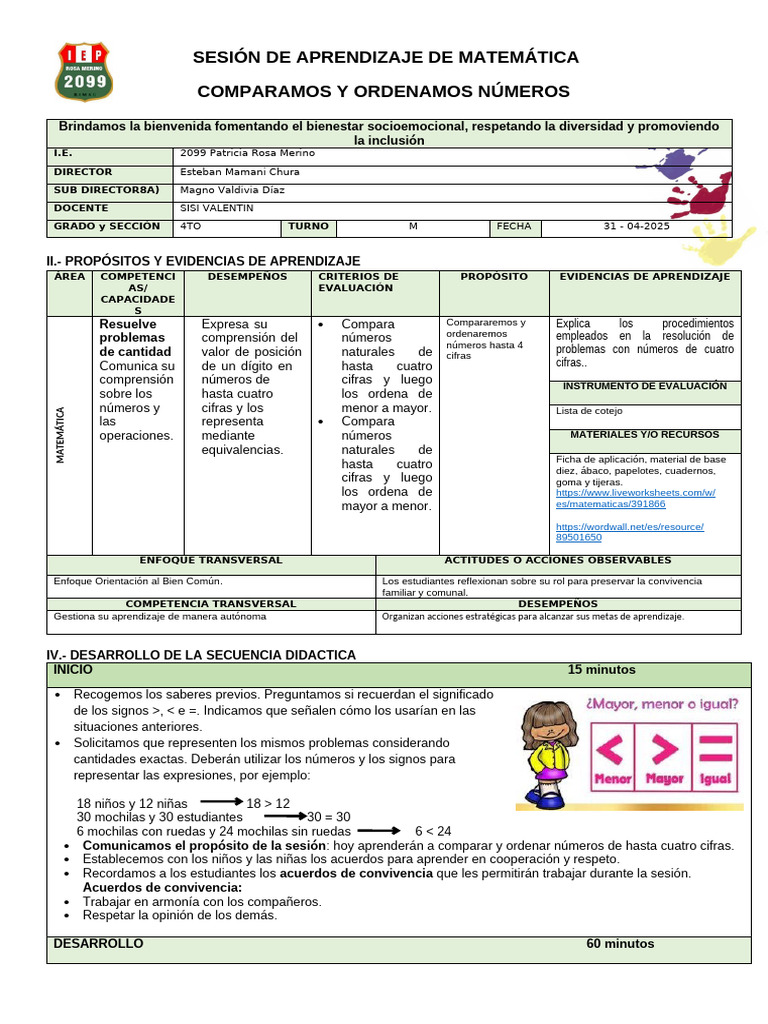 Sesion Comparamos Cantidades | PDF | Aprendizaje | Cognición
