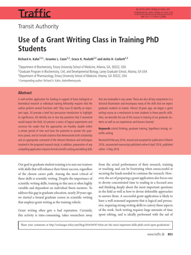 Grant Writing Course for PhD Training | PDF | Data Analysis | Experiment