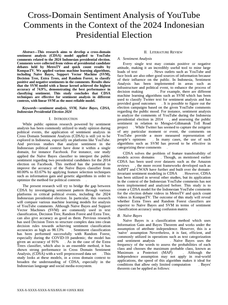 Cross-Domain Sentiment Analysis of YouTube Comments in The Context of The 2024 Indonesian ...