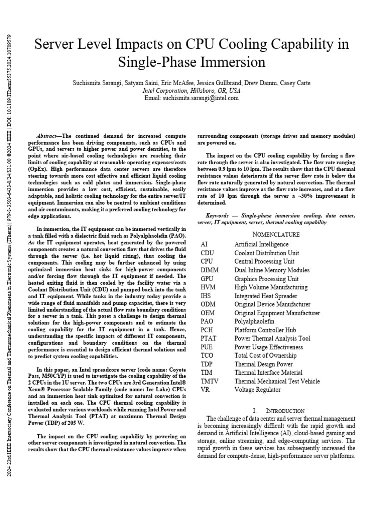 ITherm24 Intel Server Level Impacts On CPU Cooling Capability in Single ...
