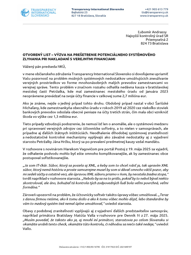 Otvoreny list_TIS_NKU_maj25 | PDF