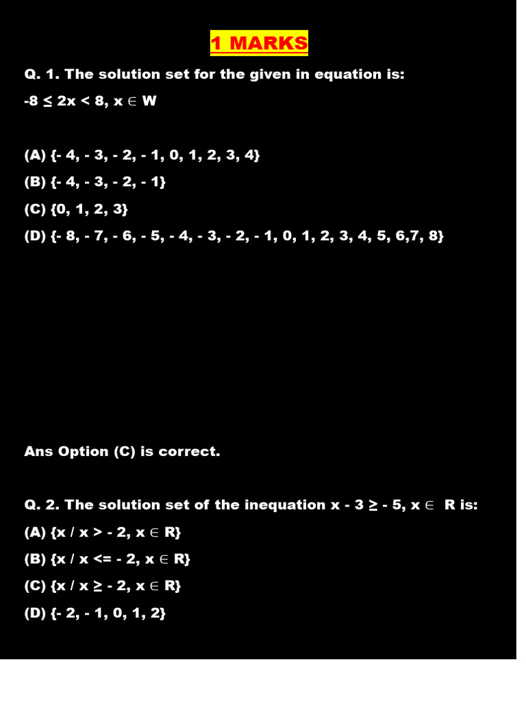 Solution Sets for Linear Inequations | PDF | Mathematics | Equations