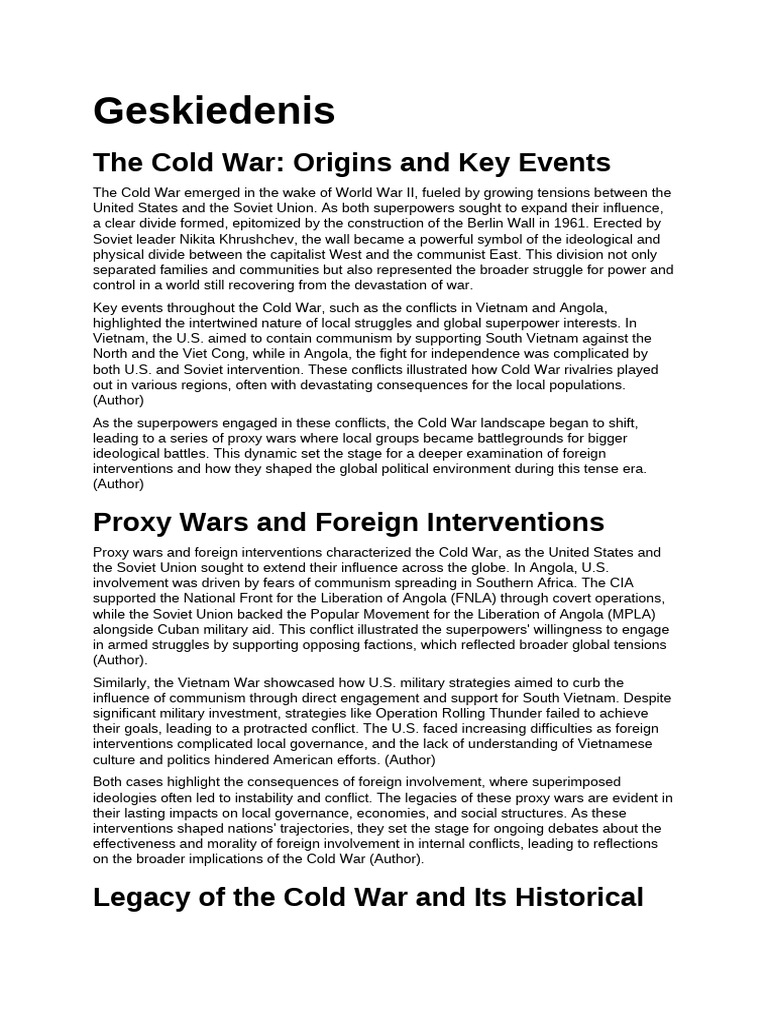 Cold War: Key Events and Legacy | PDF | Cold War | Superpowers