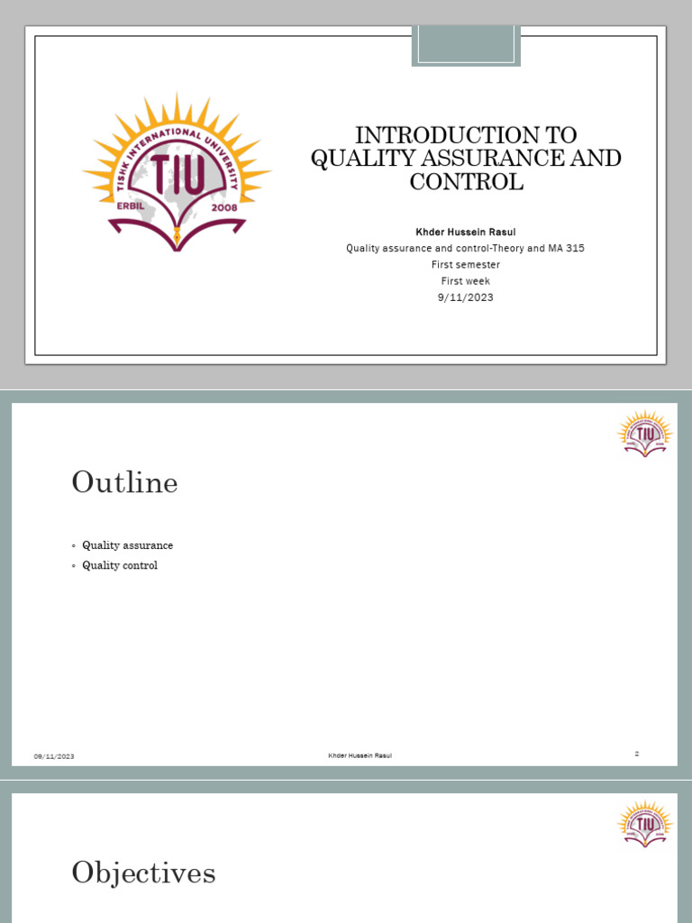 W1. Introduction To Quality Assurance and Control. Theory - 2 | PDF ...