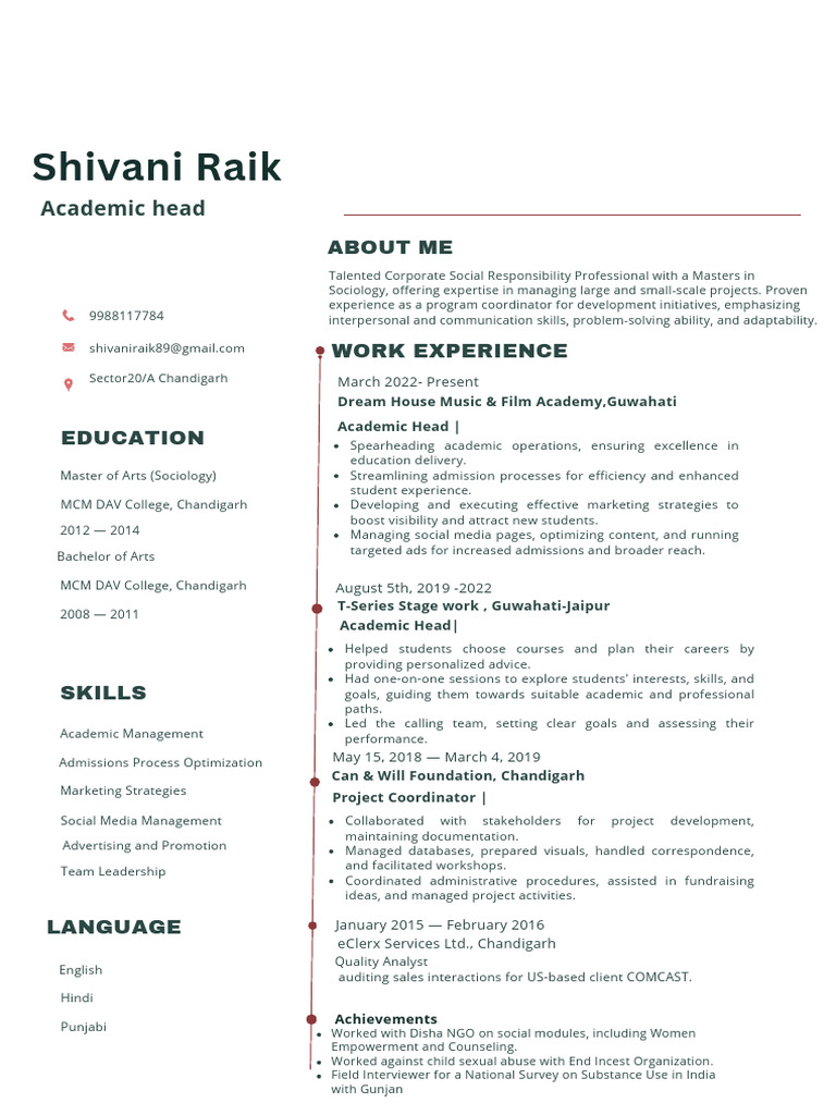 Minimalist Modern Professional CV Resume (4) | PDF