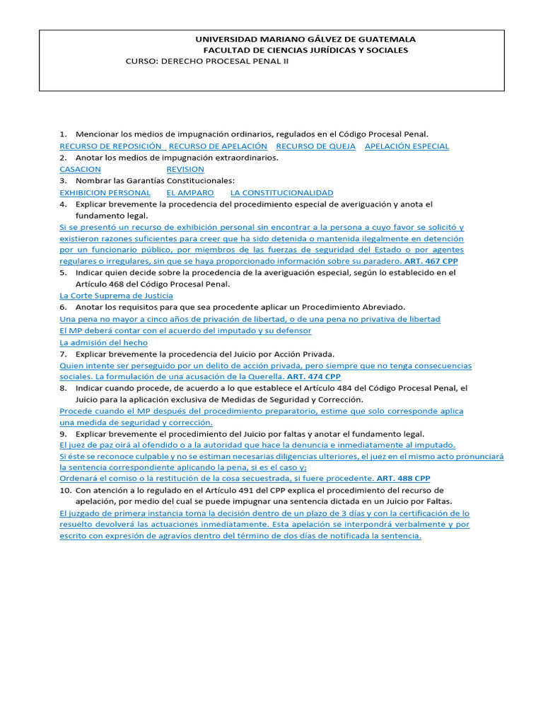 Ejercicio de Repaso - Derecho Procesal Penal 2 | PDF | Apelación | Justicia