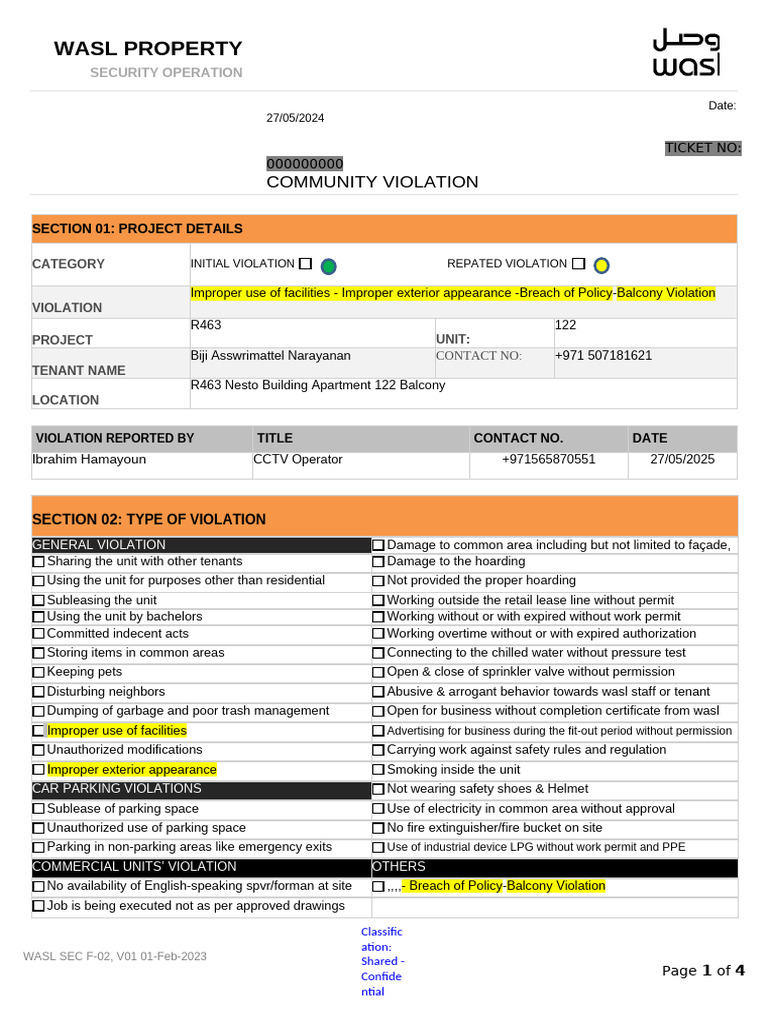 Wasl Property: Community Violation | PDF | Lease