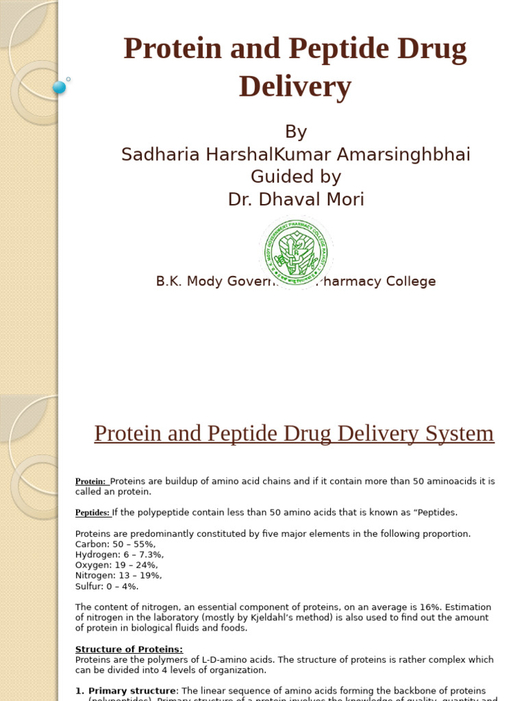 Protein and Peptide Drug Delivery Systems | PDF | Proteins | Protein ...