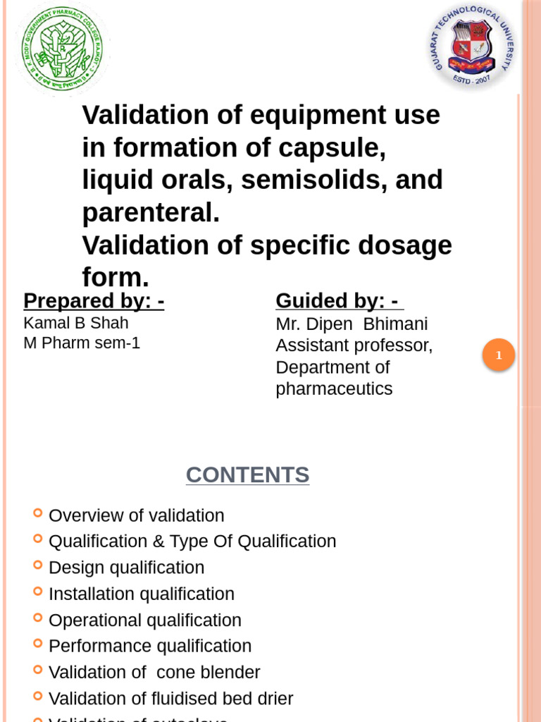Validation of Equipment | PDF | Verification And Validation | Tablet (Pharmacy)