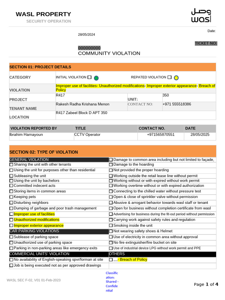 Wasl Property: Community Violation | PDF | Lease