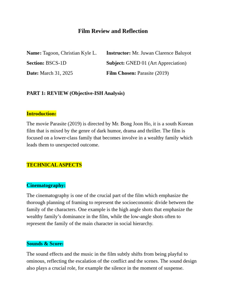 Film Review and Reflection | PDF | Social Mobility