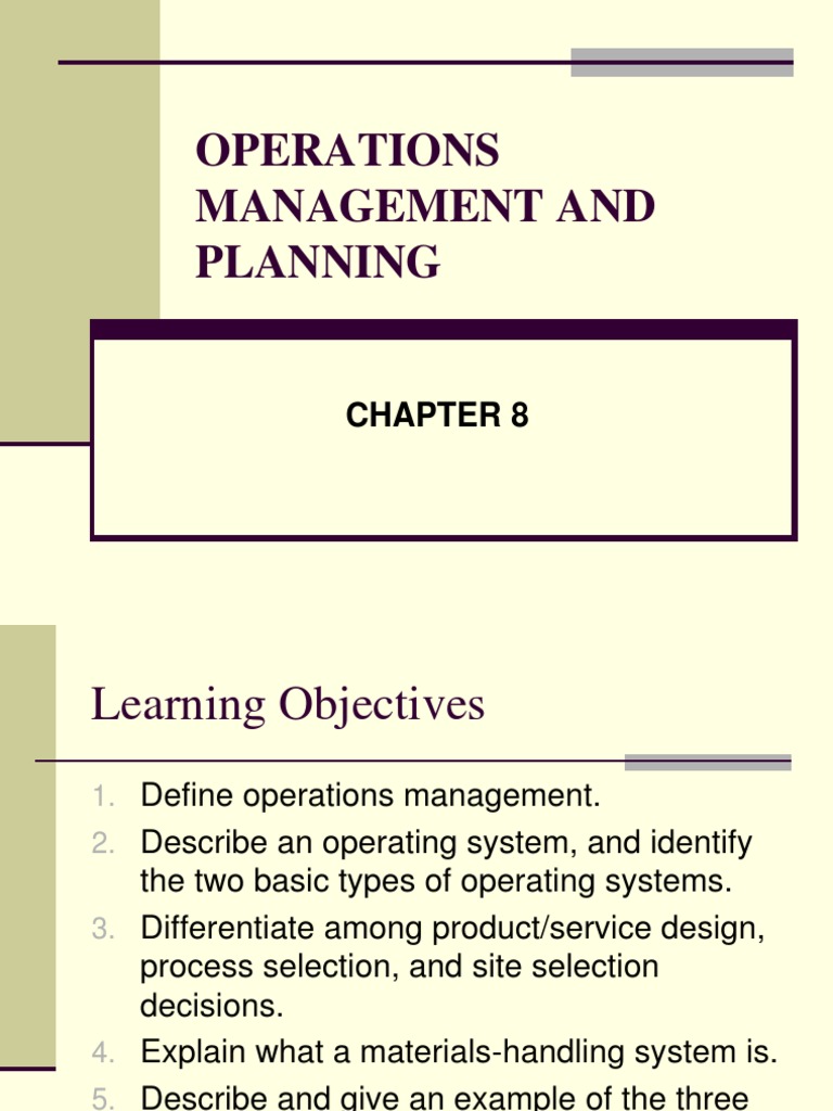 Chapter 6 - Operations Management and Planning | PDF | Operations ...