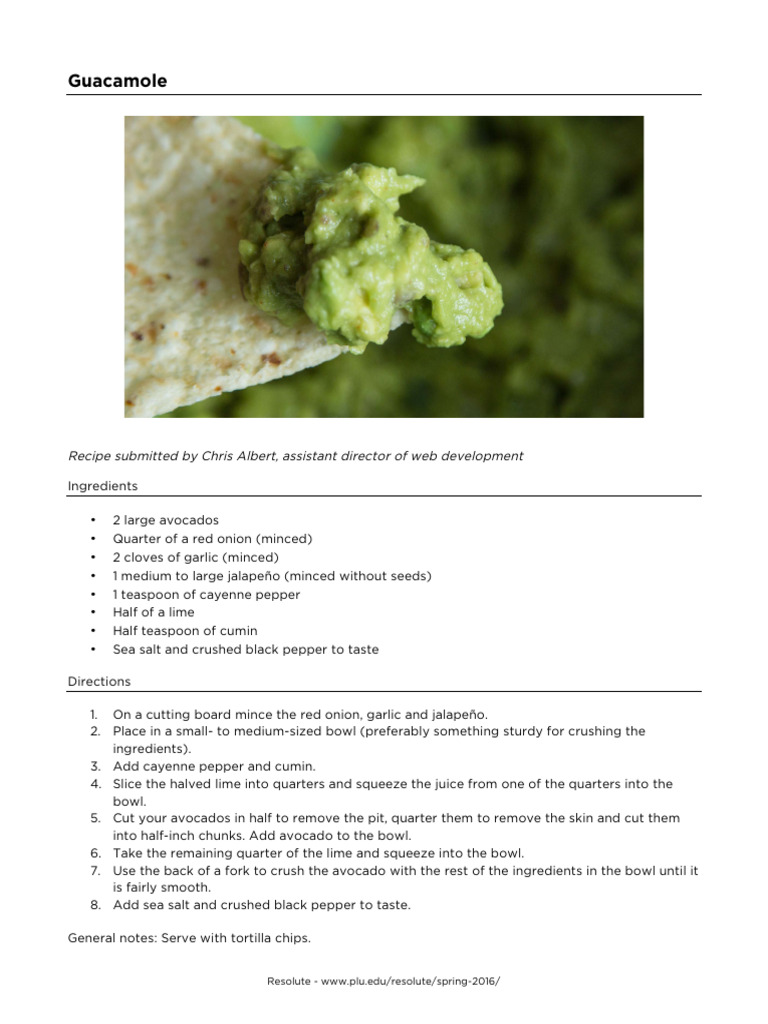 Guacamole Recipe | PDF