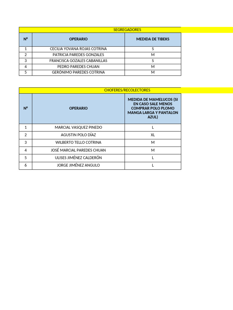 Medidas de Epp S | PDF