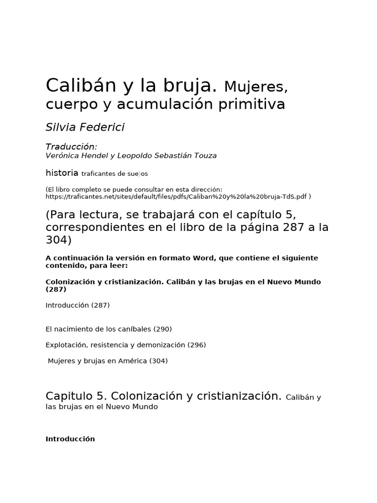 Calibán y La Bruja - Lectura. | PDF | Brujería | Cacería de brujas