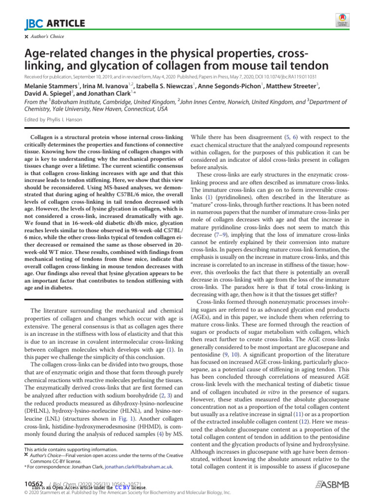 Age-Related Changes in The Physical Properties, Cross-Linking, and ...