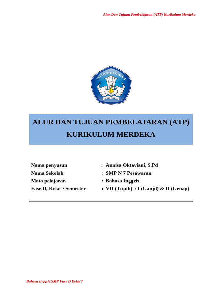 Atp Bahasa Inggris Kelas 7 | PDF
