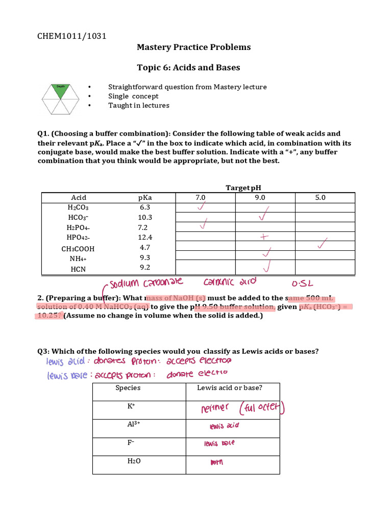 Mastery Problem Set M6 - 250404 - 144740 | PDF | Acid Dissociation Constant | Ph