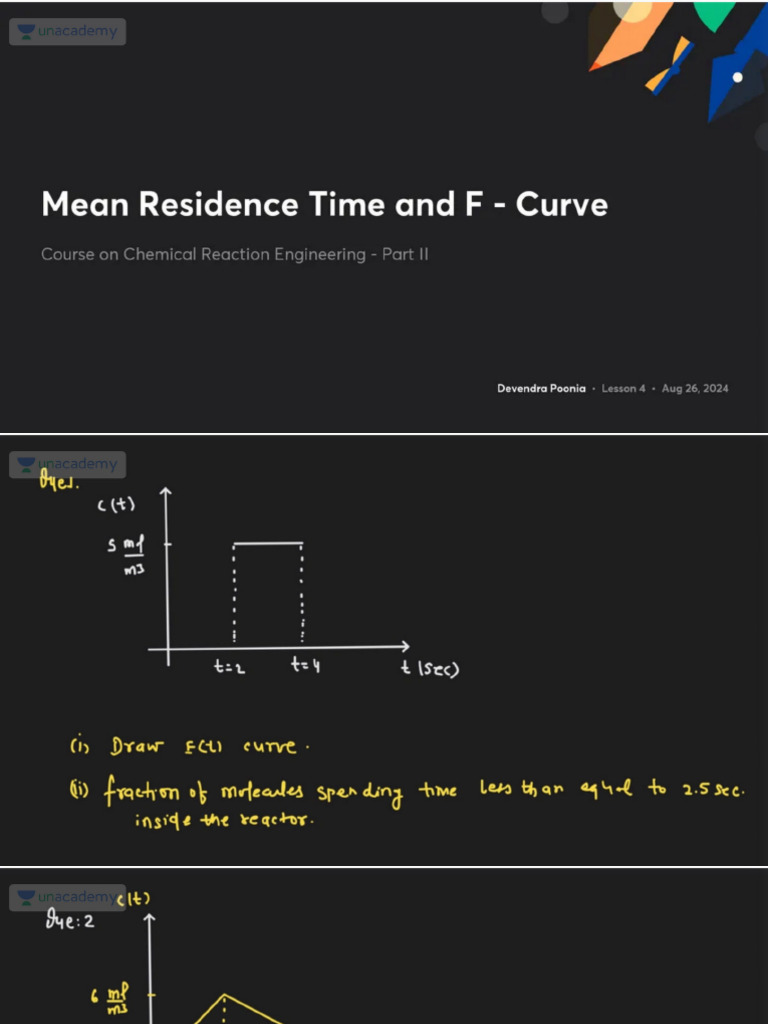 Mean Residence Time and F Curve No Anno | PDF