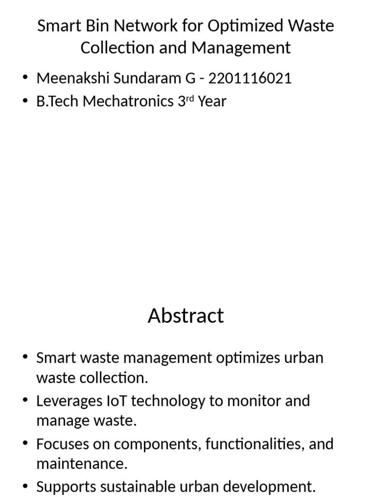 Smart Bin Network Detailed Presentation | PDF | Internet Of Things ...