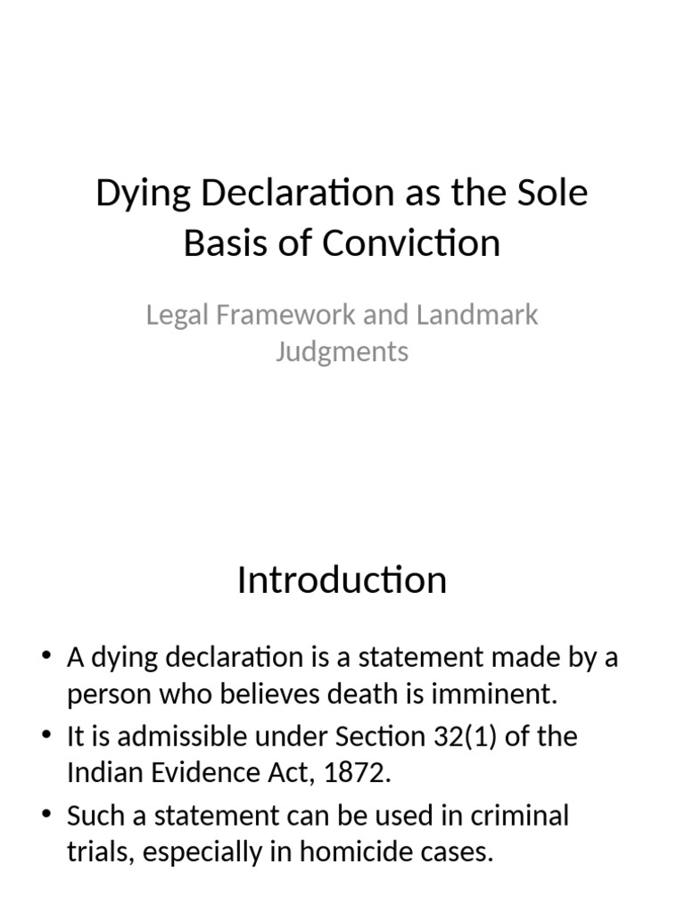 Dying Declarations: Legal Framework & Impact | PDF