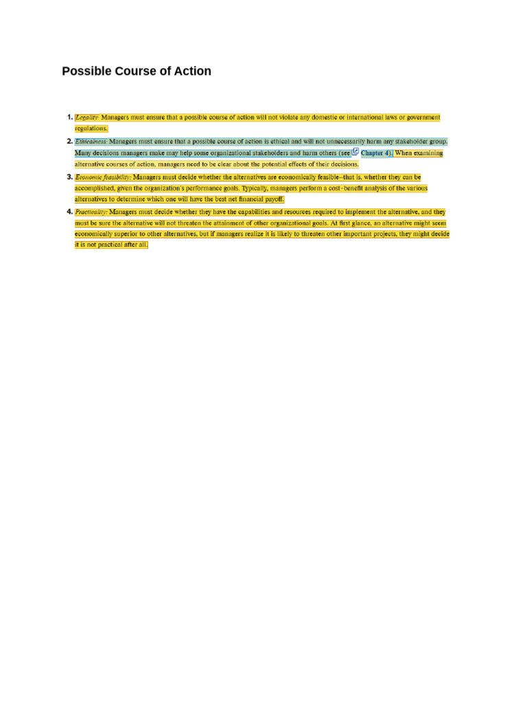 Possible Course of Action | PDF