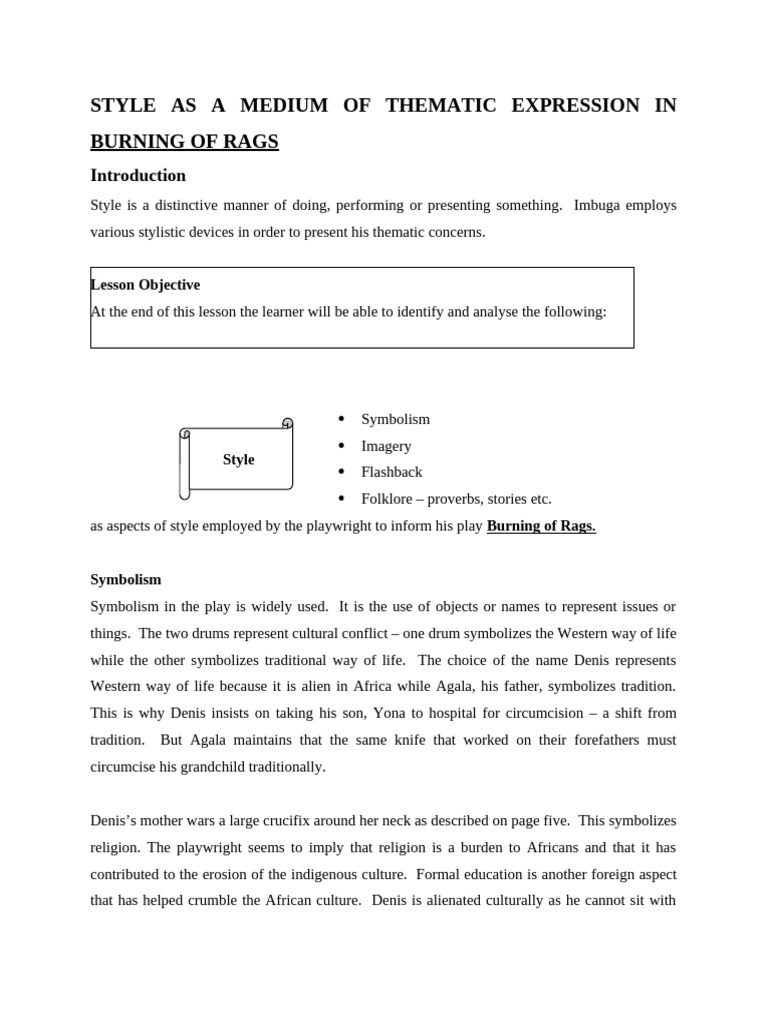Styles&Characterization in Burning of Rags | PDF