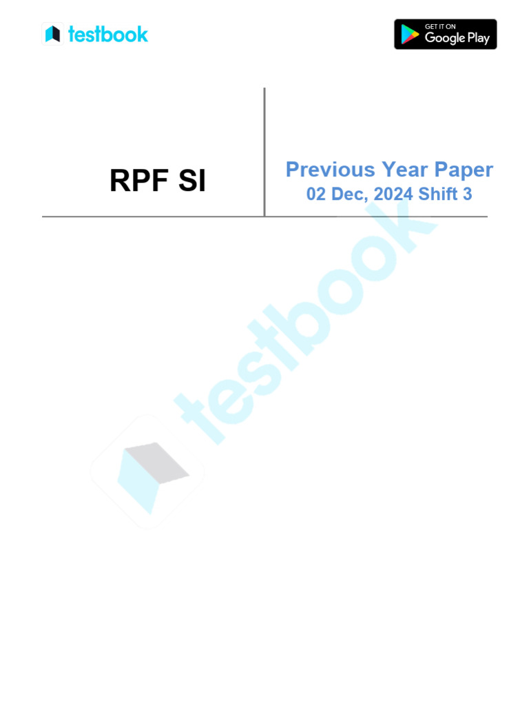 RPF SI Previous Year Paper 2024 | PDF | Speed | Interest