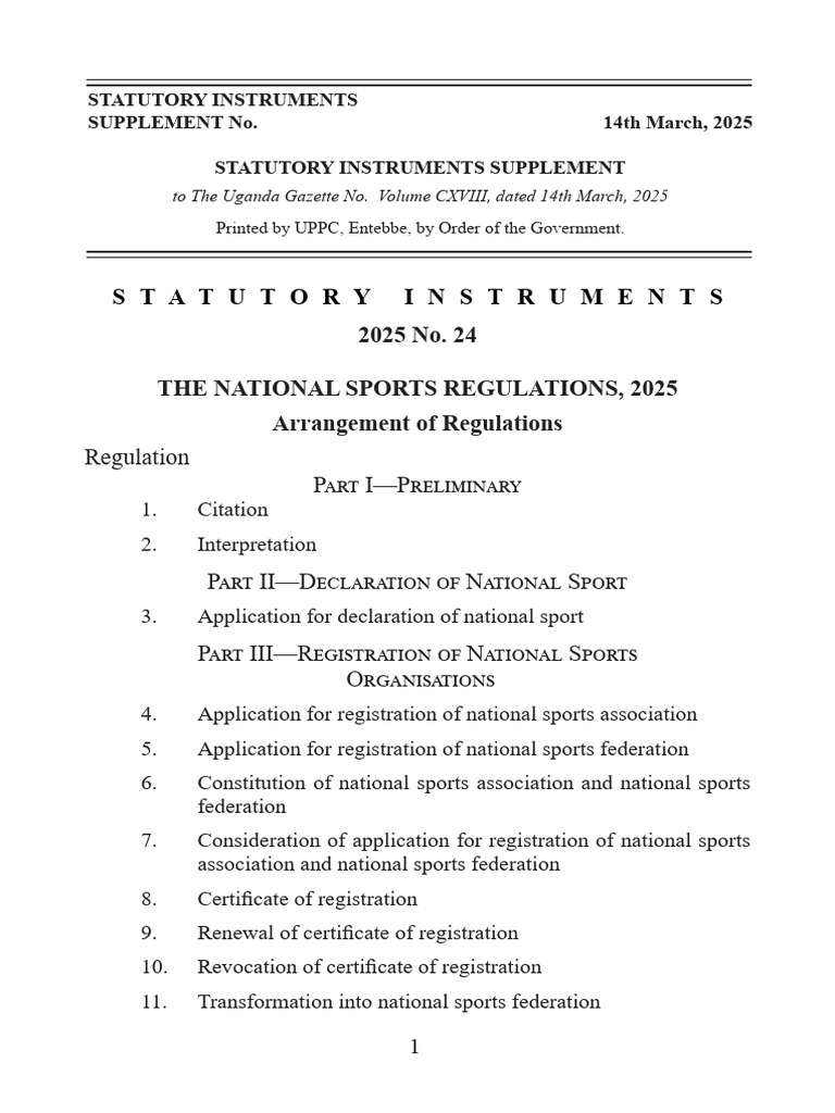 National Sports Regulations 2025 | PDF | License | Arbitral Tribunal