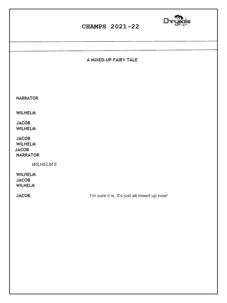 Grade 3 DEJ Theatre Mixed Up Fairy Tale 1637727789412 | PDF | Hansel ...
