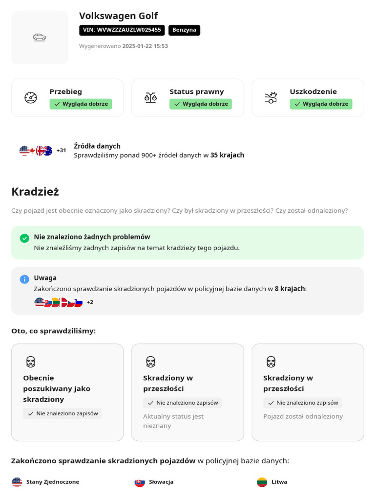 Carvertical - WVWZZZAUZLW025455 | PDF