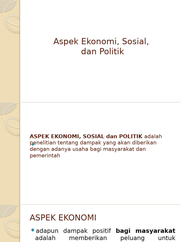 Aspek Lingkungan Dan Aspek Ekonomi Dan Sosial [Autosaved] | PDF