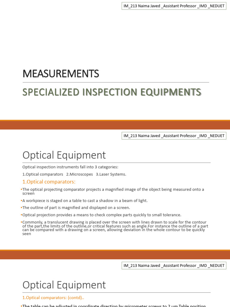 Specialized Inspection Equipment - Optical | PDF | Optics | Electromagnetic Spectrum