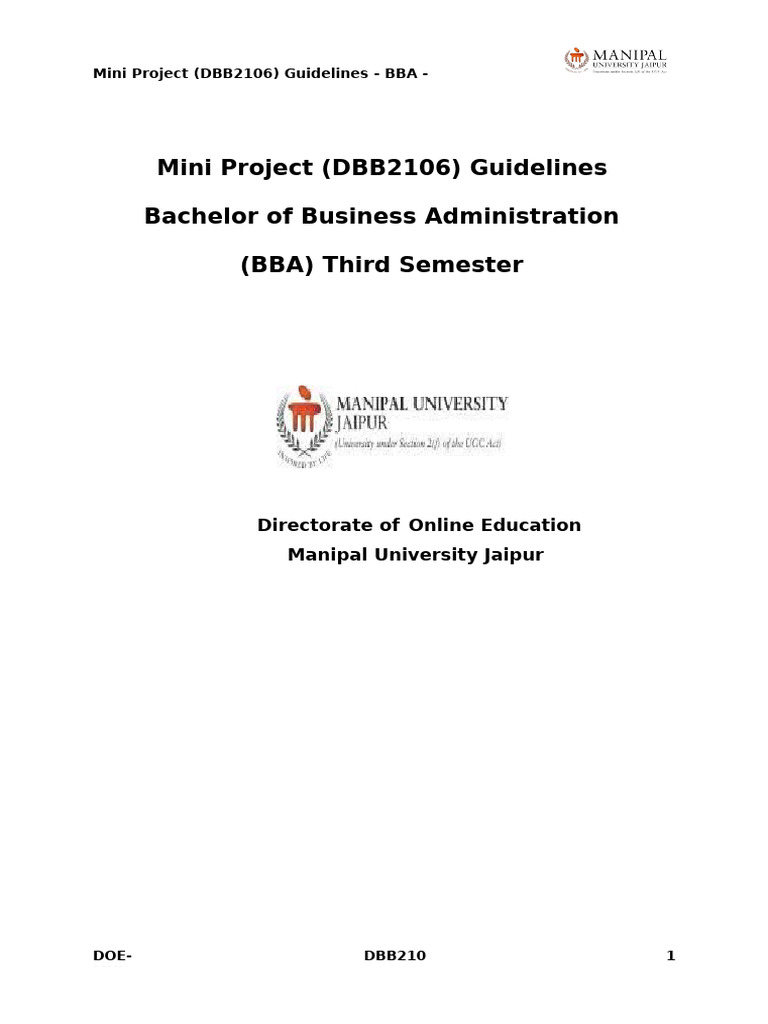 Guidelines of Mini Project (DBB2106) - BBA Sem 3 | PDF | Business