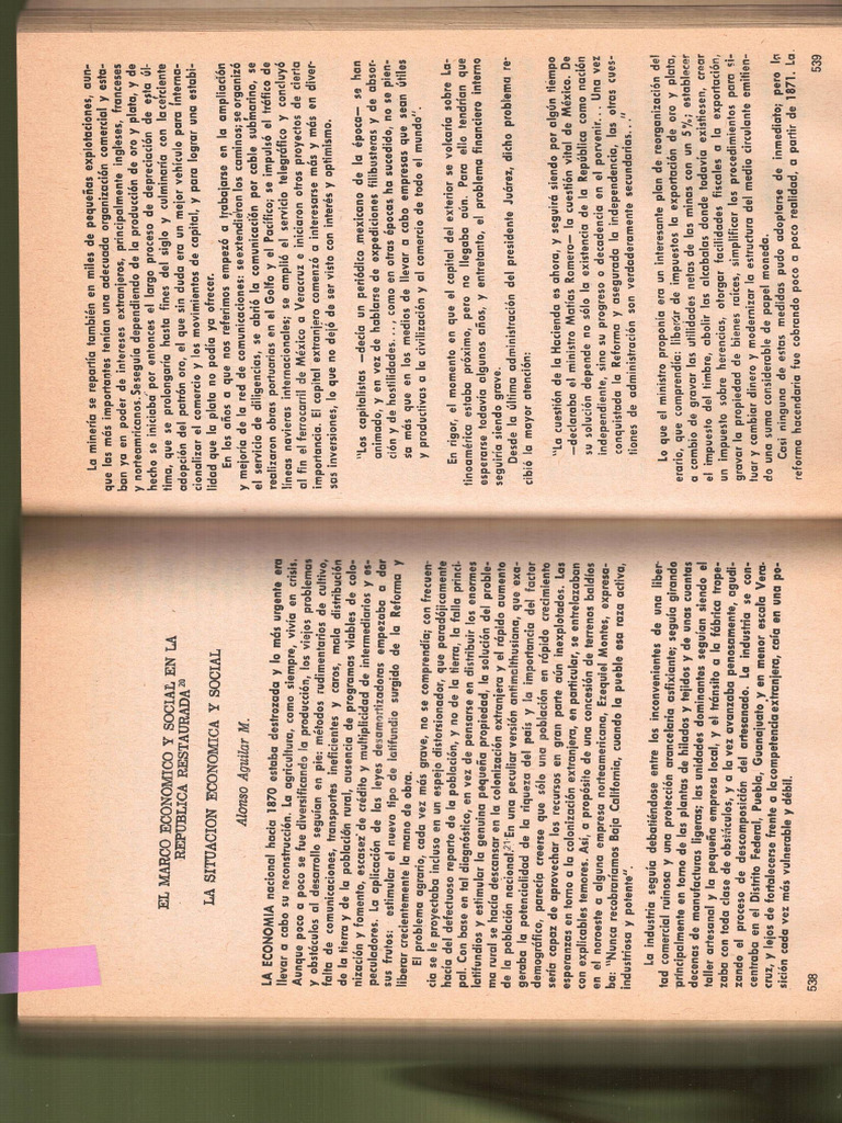 Aguilar, Alonso. El Marco Económico y Social en La República Restaurada. en de Cuauhtémoc A ...