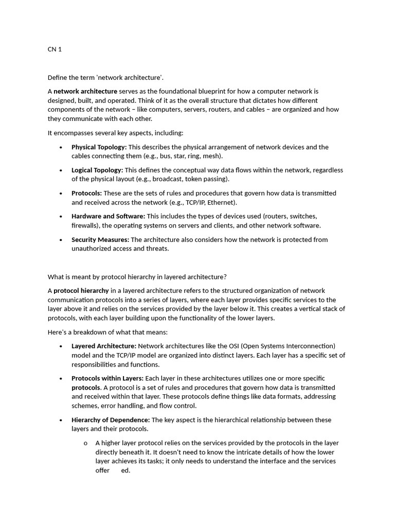 CN QB Small Answers (AutoRecovered) | PDF | Internet Protocols | Computer Network