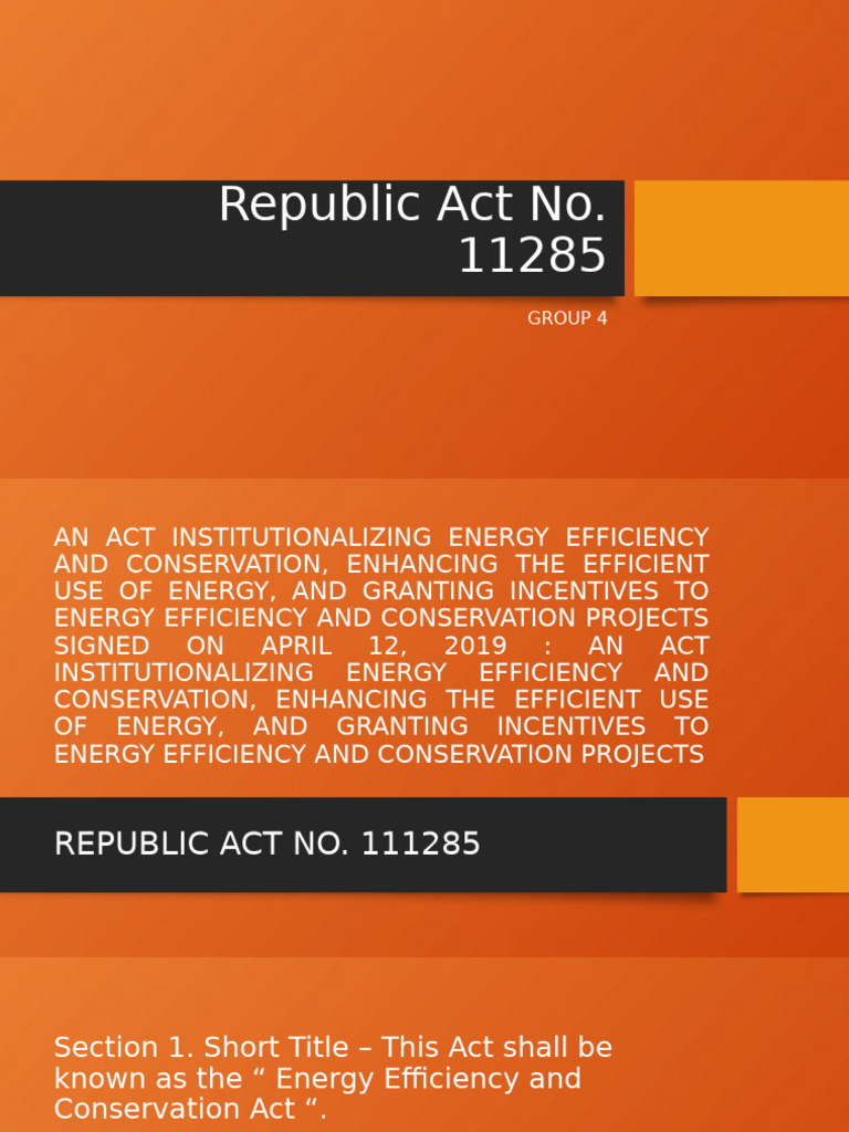 Energy Efficiency and Conservation Act | PDF | Energy Conservation ...